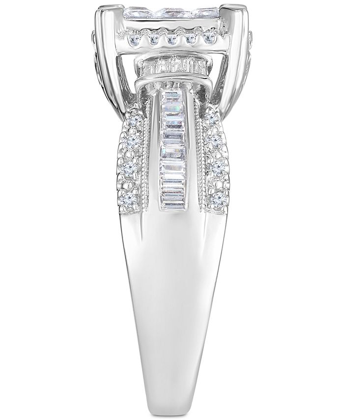 Macy's Diamond Multi-Shaped Stone Bridal Ring (1 ct. t.w.) in 14k White ...