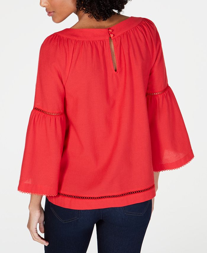 Trina Turk Bell-Sleeve Keyhole Top - Macy's