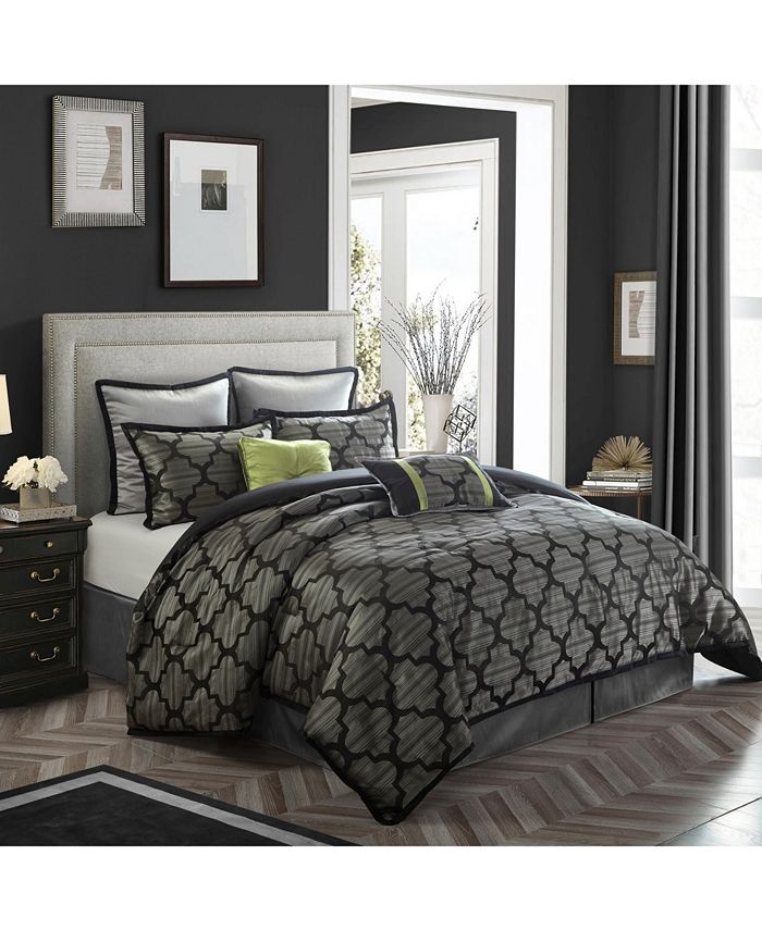 Nanshing Alhambra 8-Piece Comforter Set, Silver Gray, California King ...