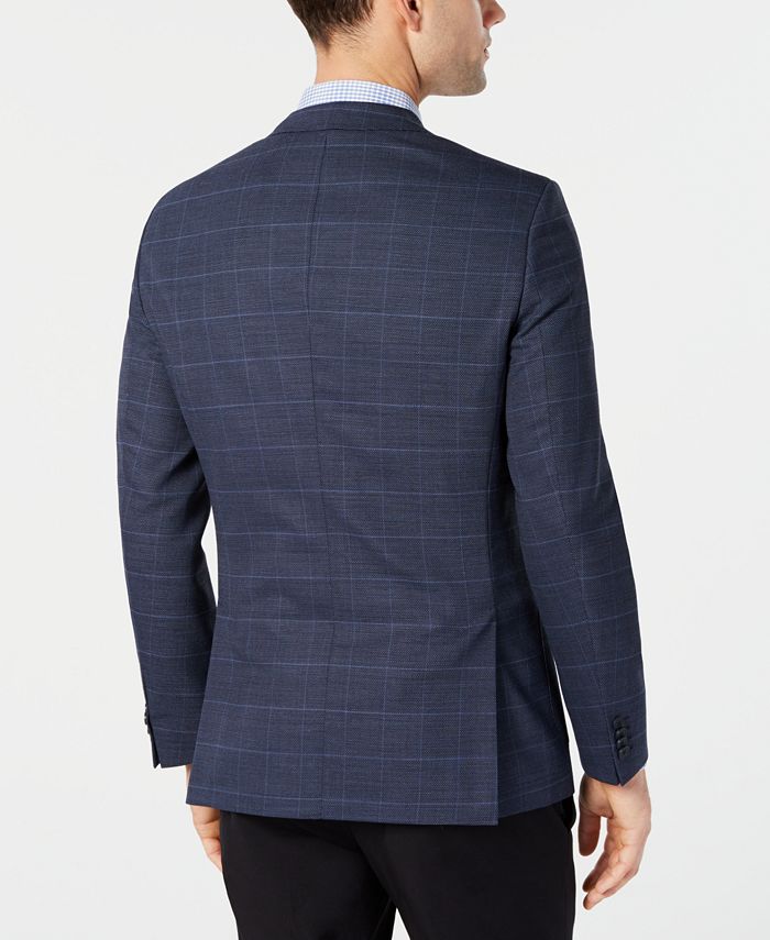 HUGO Men's Classic-Fit Blue Checkered Sport Coat - Macy's