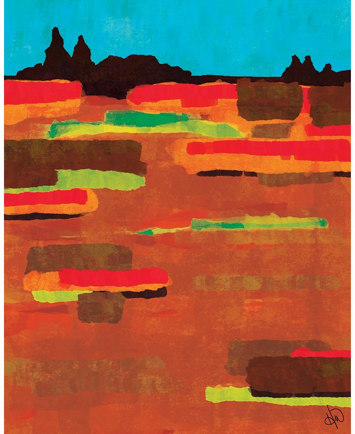 Creative Gallery Red Hedges Blue Sky Abstract Landscape 20" x 24 ...