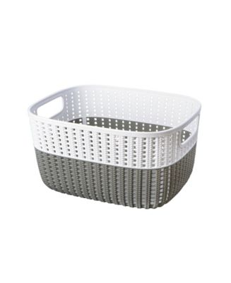 Simplify 2-Tone Decorative Small Storage Basket in Gray - Macy's