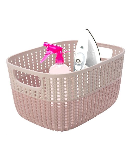 Simplify 2-Tone Decorative Medium Storage Basket in Blush & Reviews ...
