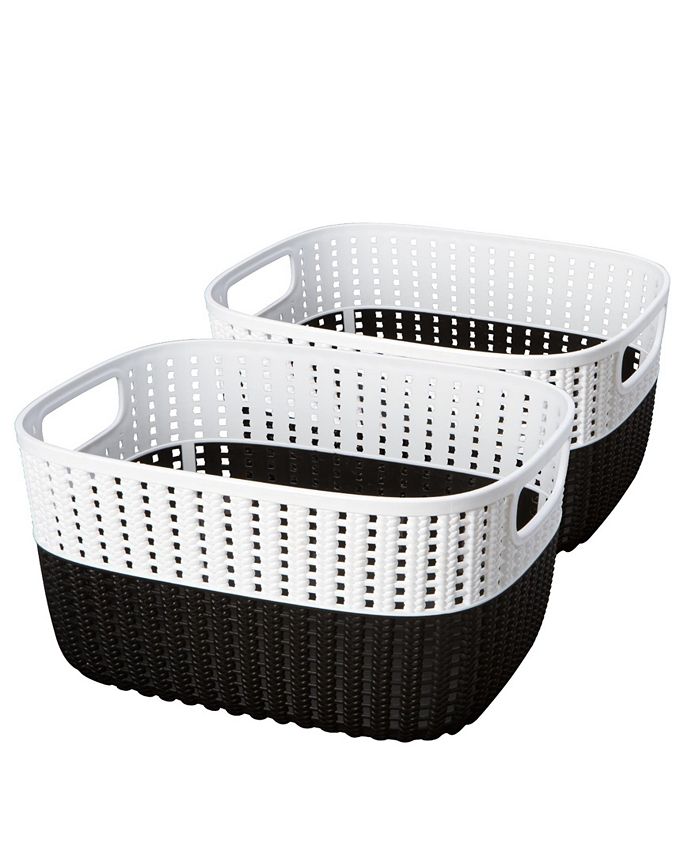Simplify 2 Pack 2-Tone Decorative Small Storage Basket in Black - Macy's