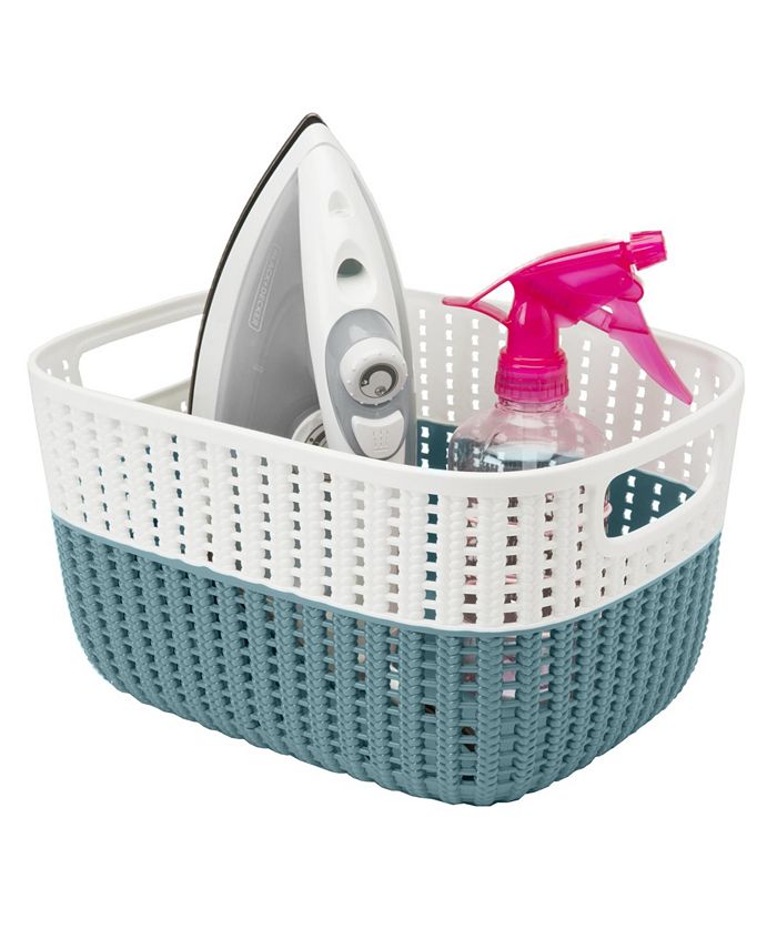 Simplify 2 Pack 2-Tone Decorative Small Storage Basket in Marine - Macy's