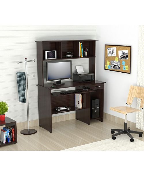 Inval America Computer Work Center with Hutch & Reviews - Furniture ...