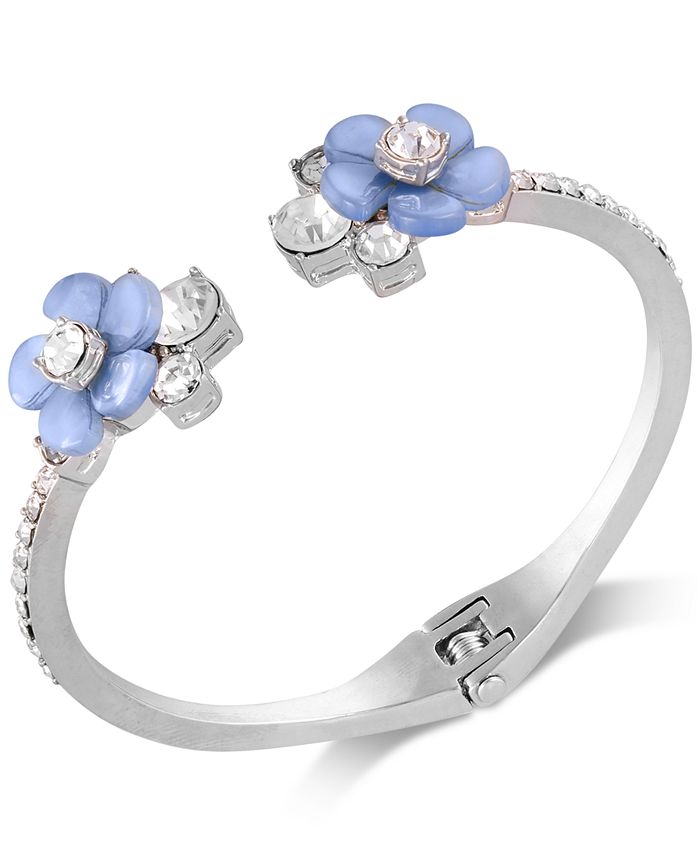 GUESS Crystal & Resin Flower Cuff Bracelet - Macy's