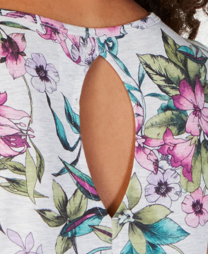 Ideology Floral-Print Keyhole-Back Top, Created for Macy's - Macy's