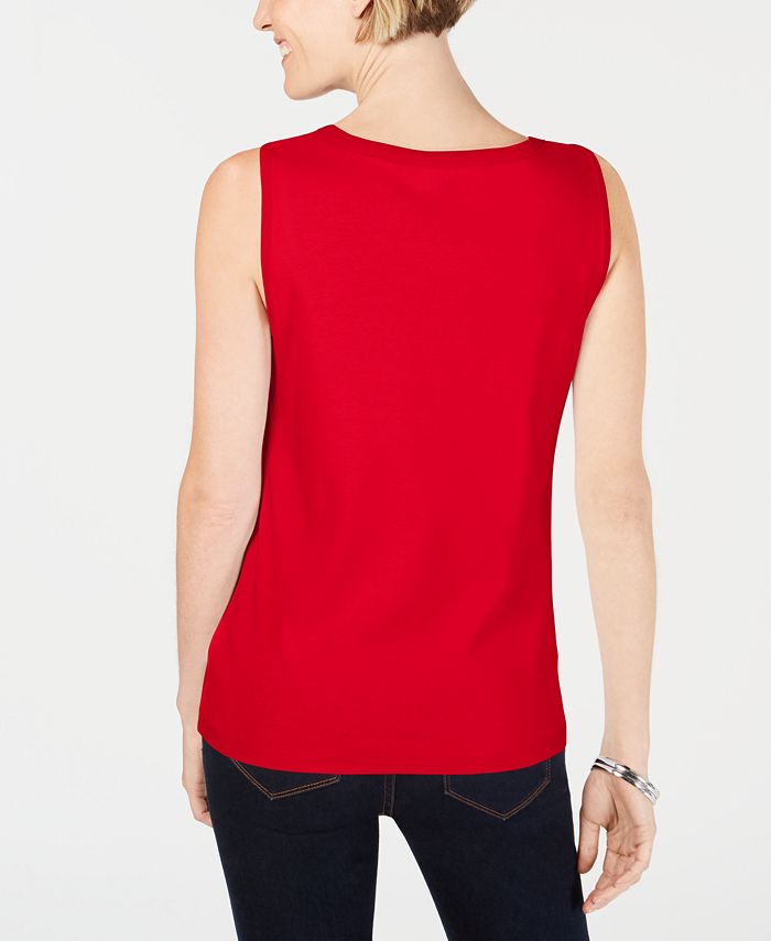 Karen Scott Cotton Keyhole Tank Top, Created for Macy's - Macy's