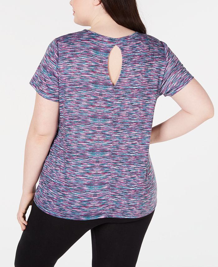 Ideology Plus Size Space-Dyed Keyhole-Back Top, Created for Macy's - Macy's