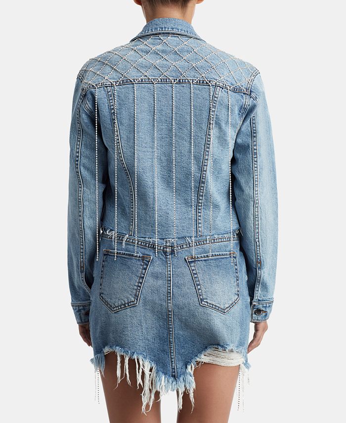 True Religion Rhinestone-Embellished Denim Jacket - Macy's