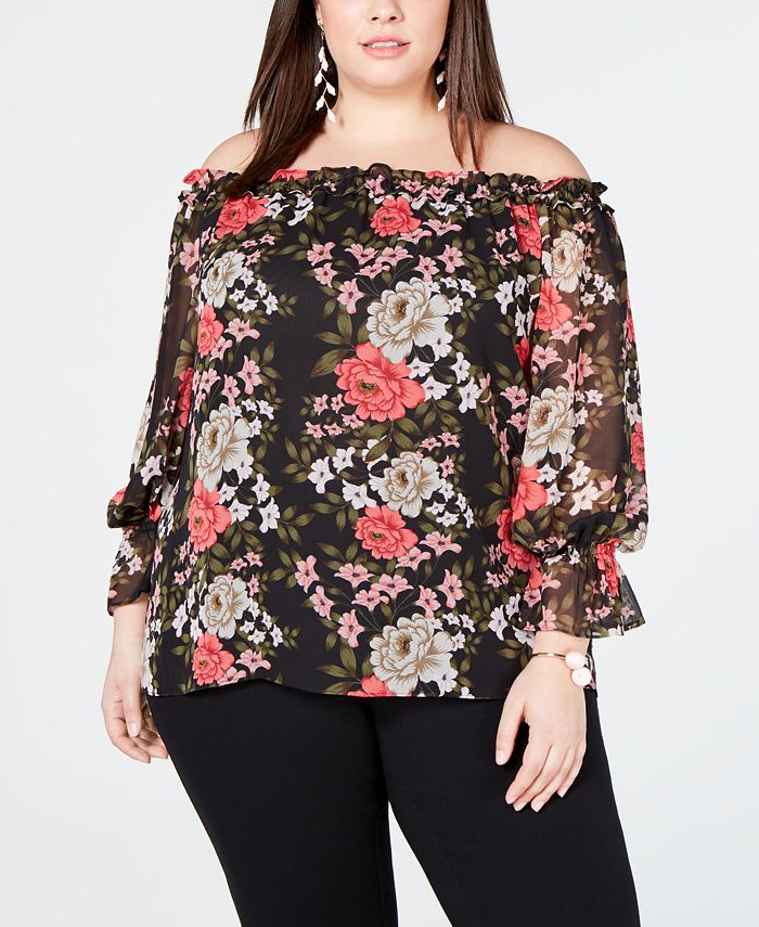 INC International Concepts I.N.C. Plus Size Off-The-Shoulder Blouse ...