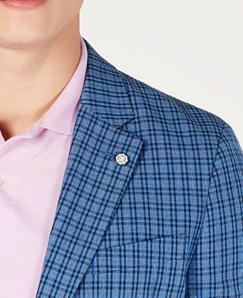 Nautica Men's Modern-Fit Blue Plaid Sport Coat - Macy's