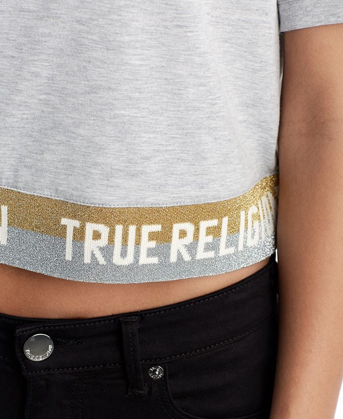 True Religion Cotton Cropped Graphic Top - Macy's