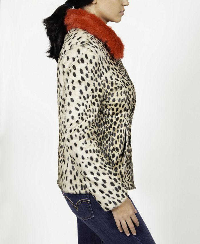 CELESTIAL Animal Fur Jacket with Collar - Macy's