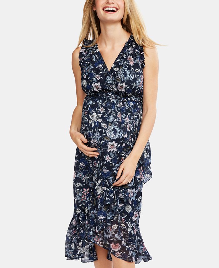 Jessica Simpson Maternity Printed Wrap Dress - Macy's