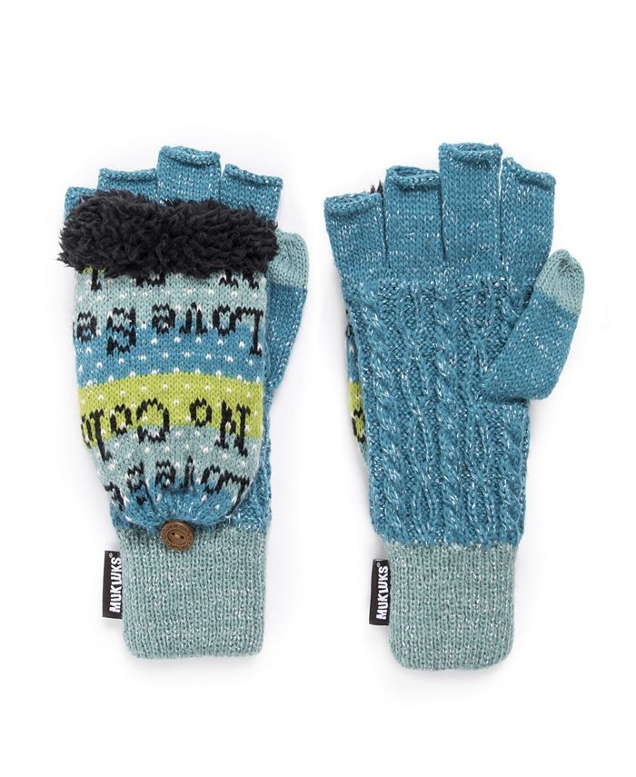 Muk Luks Women's Fingerless Flip Mittens - Macy's