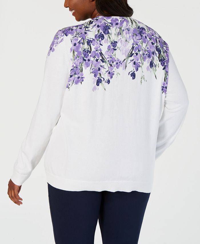 Karen Scott Plus Size Floral-Print Cardigan, Created for Macy's - Macy's
