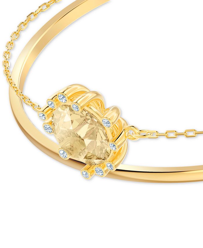 Swarovski Gold-Tone Crystal Double-Layer Bangle Bracelet - Macy's