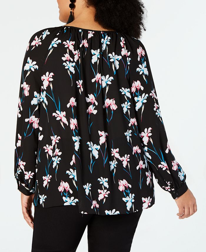 INC International Concepts I.N.C. Plus Size Floral-Print Peasant Top ...