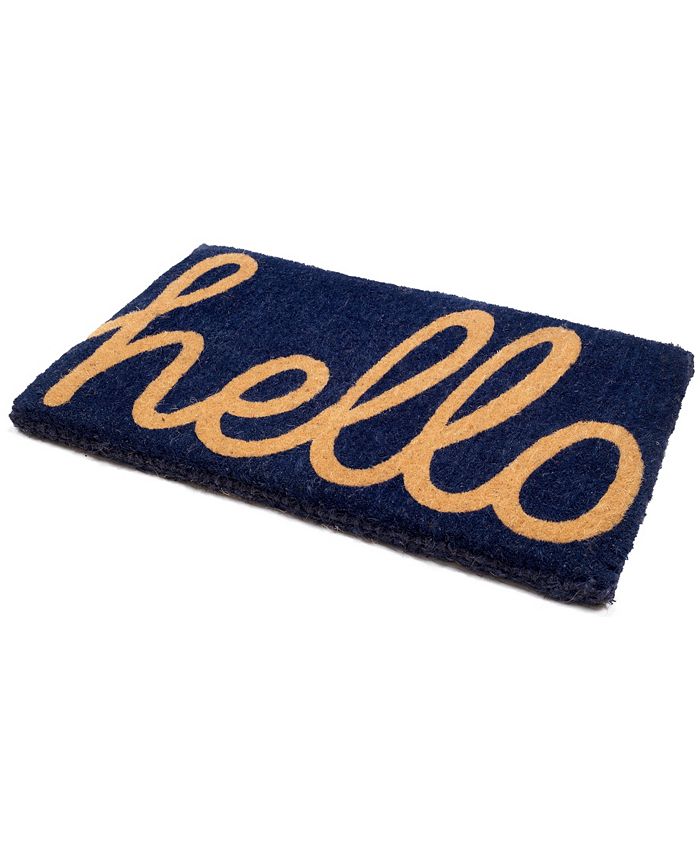 Fab Habitat Doormat Cursive Hello 18" x 30", Extra Thick Handwoven ...