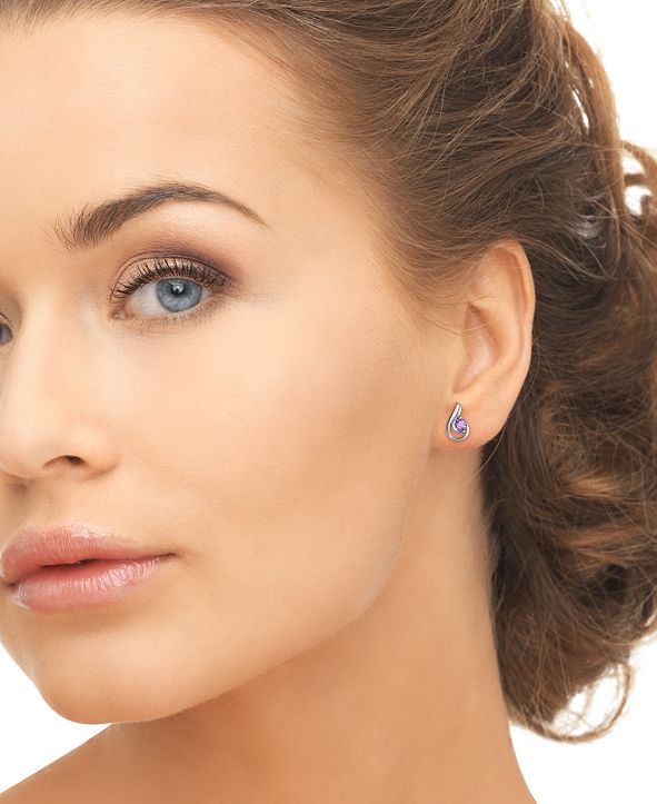 Macy's Amethyst Teardrop Stud Earrings (3/8 ct. t.w.) in Sterling ...