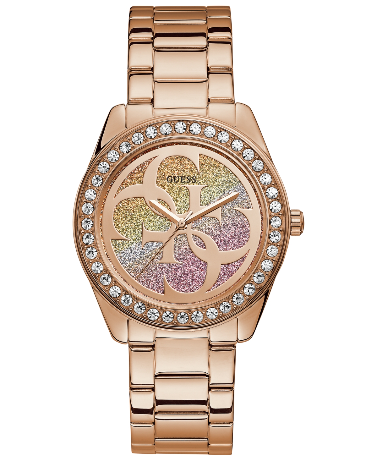 Click here for Guess Womens G Twist Rose Gold-Tone Stainless Stee... prices