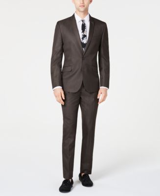 Billy London Men's Slim-Fit Brown Sharkskin Suit - Macy's