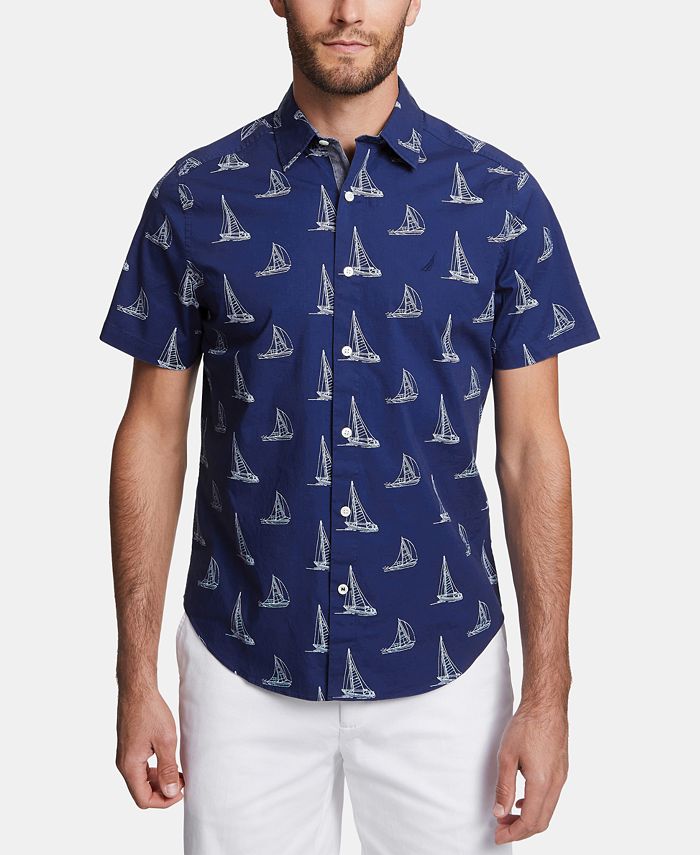 Nautica Men's Big & Tall Boat-Print Graphic Shirt - Macy's