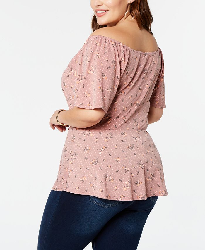 Monteau Plus Size Flutter Sleeve Top Macys