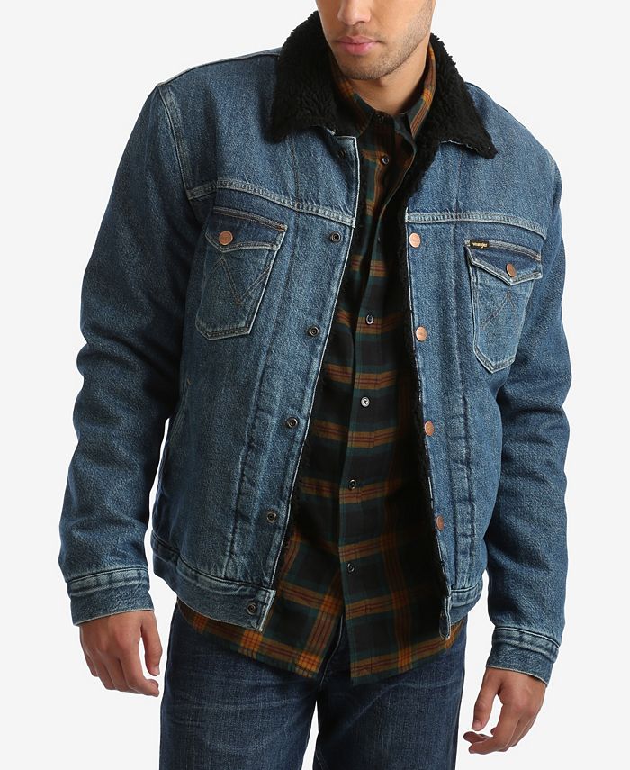 Wrangler Men's Sherpa Lined Denim Trucker Jacket - Macy's