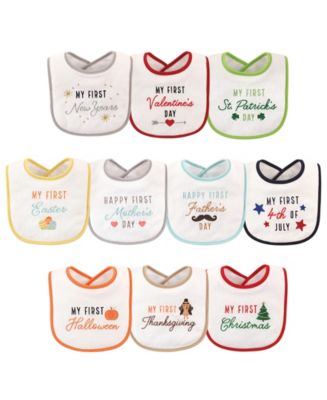 Hudson Baby Festive Holiday Bibs, 10-Pack, 10 Holidays, One Size - Macy's