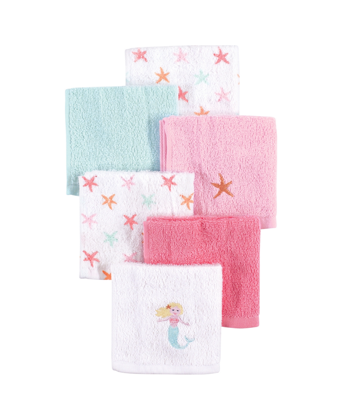 Click here for Hudson Baby Girls 6Pk Woven Washcloths - Mermaid prices