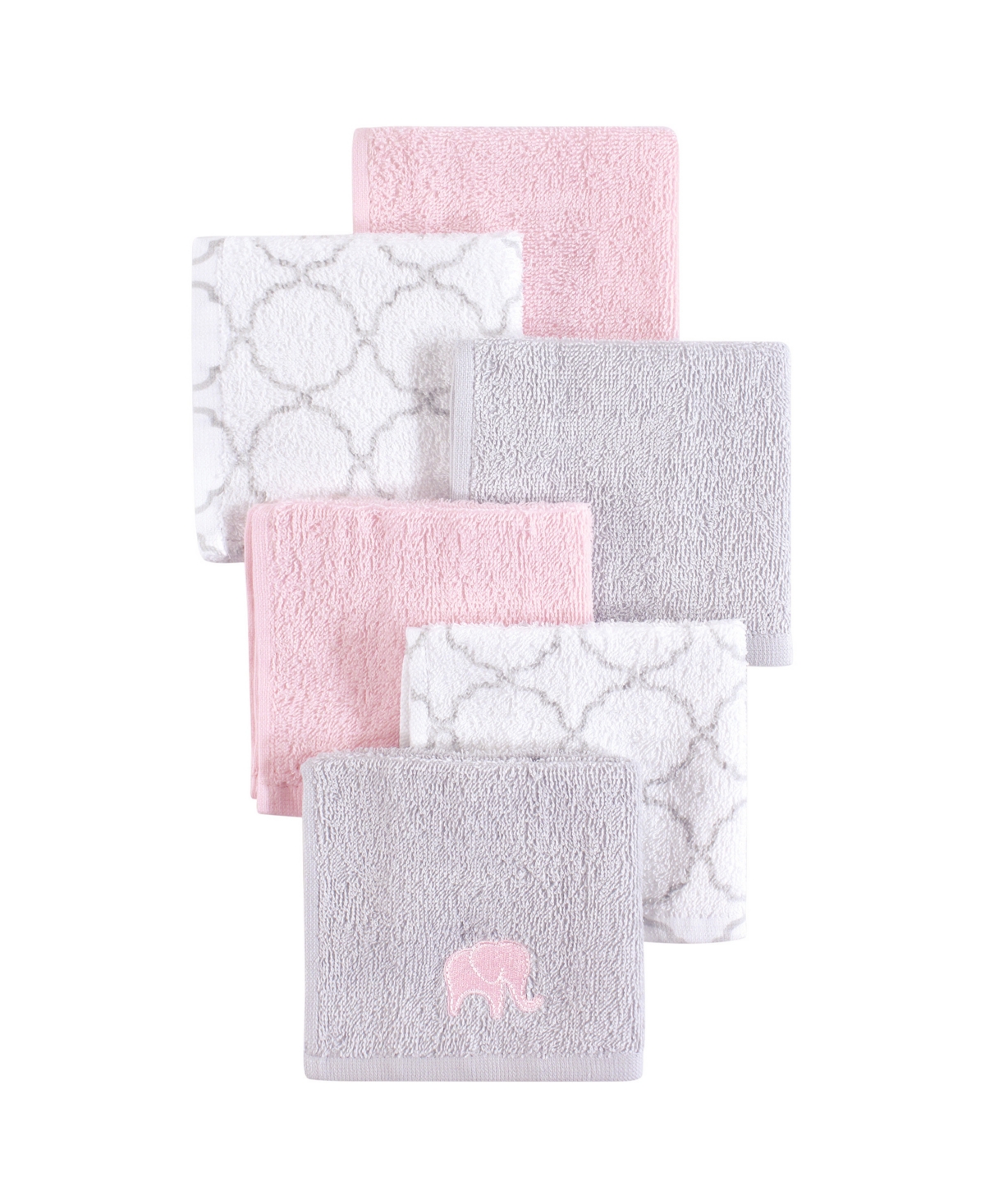Click here for Hudson Baby Girls 6Pk Woven Washcloths - Pink Elep... prices