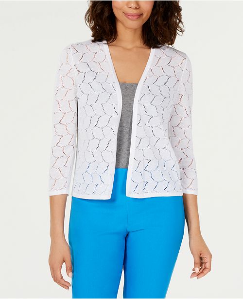 Charter Club Petite Pointelle Completer Cardigan Sweater, Created for ...