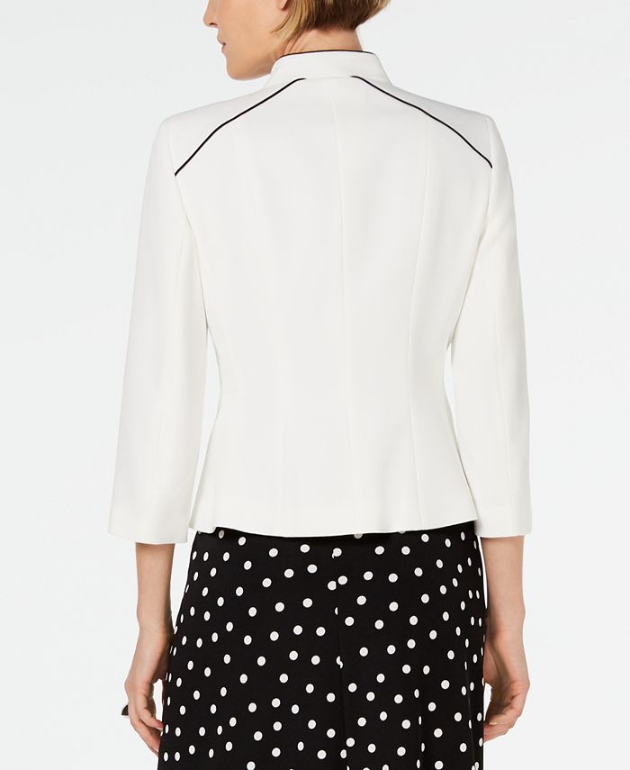 Kasper Piping-Trim Wide-Lapel Jacket - Macy's