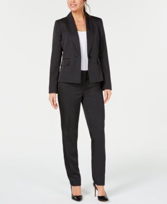 Le Suit One-Button Mini Pinstriped Pantsuit - Macy's