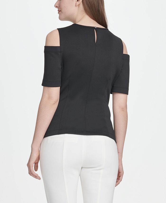 DKNY Cold-Shoulder Keyhole Top - Macy's