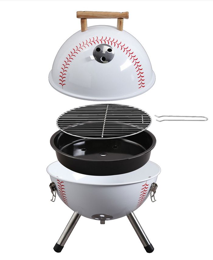 Gibson Home Baseball 12" Powder Coated Steel Barbecue Grill with Wood ...