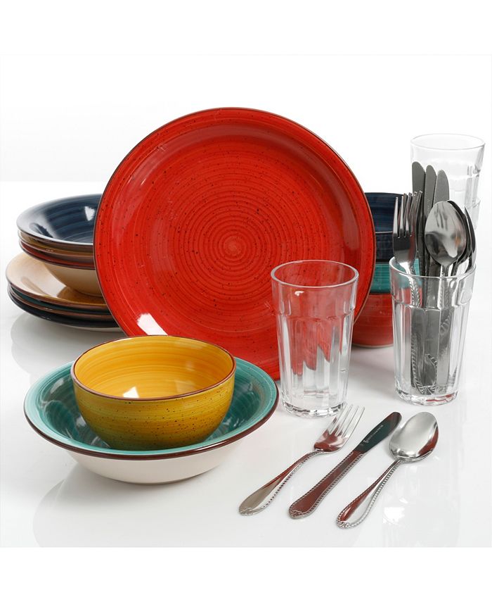 Gibson Color Speckle 28 Piece Mix and Match Dinnerware Combo Set - Macy's