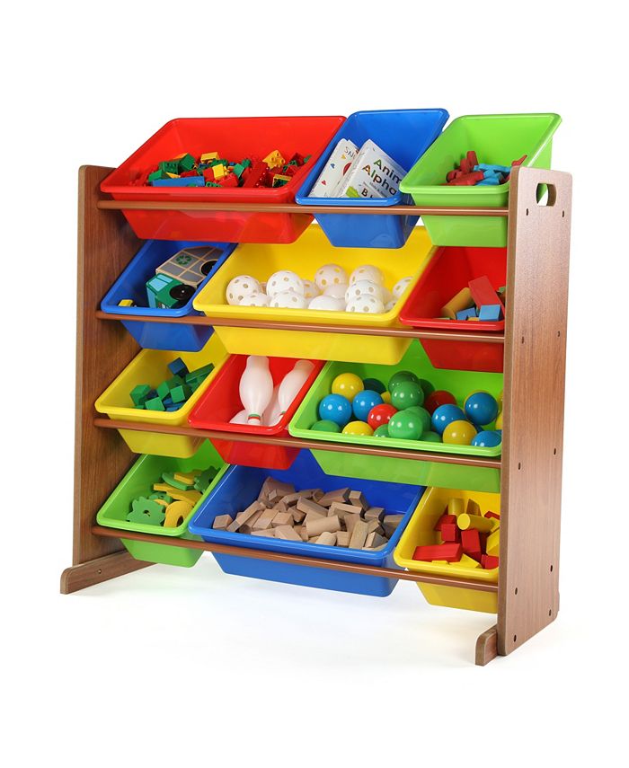 Humble Bee Kids Wood Toy Organizer with 12 Plastic Bins - Macy's