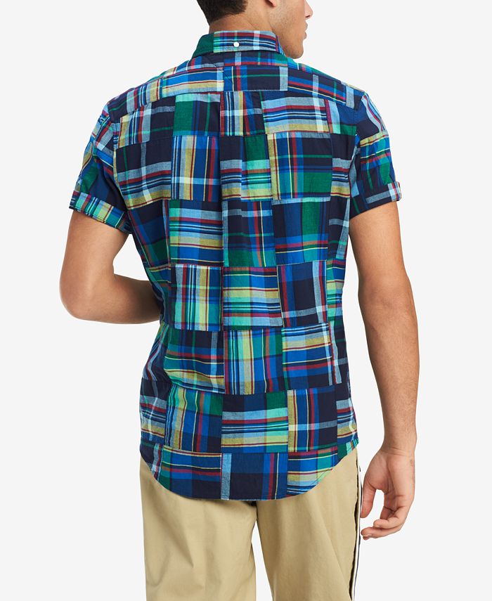 Tommy Hilfiger Men's Keaton Custom-Fit Patchwork Plaid Shirt - Macy's