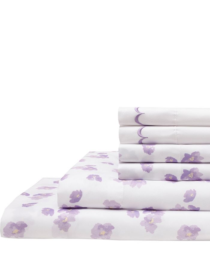 Elite Home Spring Meadow Print/ Embroidered Queen Sheet Sets - Macy's