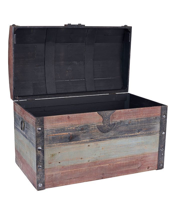 Household Essentials Large Weathered Wooden Storage Trunk - Macy's