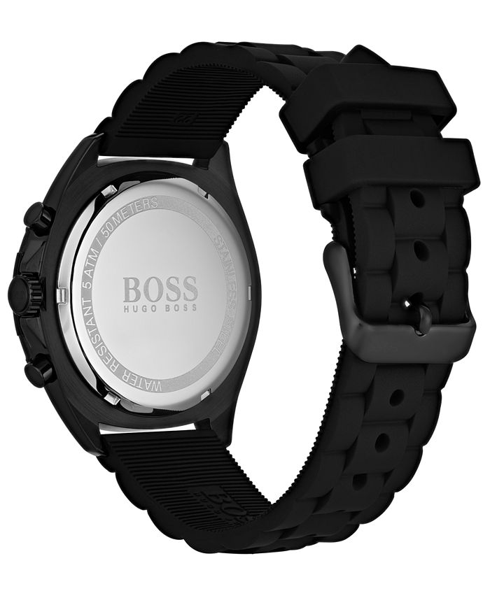 Hugo Boss Men's Chronograph Intensity Black Rubber Strap Watch 44mm ...