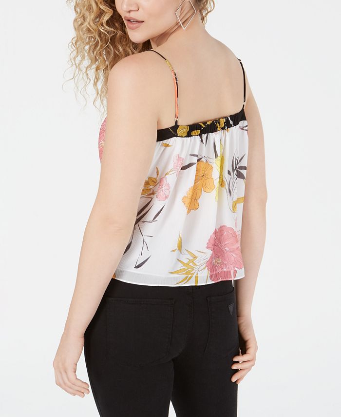 GUESS Printed Lace-Up Camisole & Reviews - Tops - Juniors - Macy's