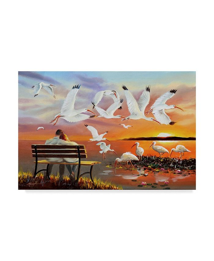 Trademark Global D. Rusty Rust 'Love Birds' Canvas Art - 24" x 16" x 2 ...