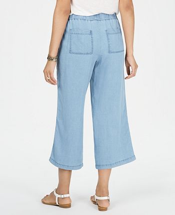 Style & Co Embroidered Chambray Pants, Created for Macy's - Macy's
