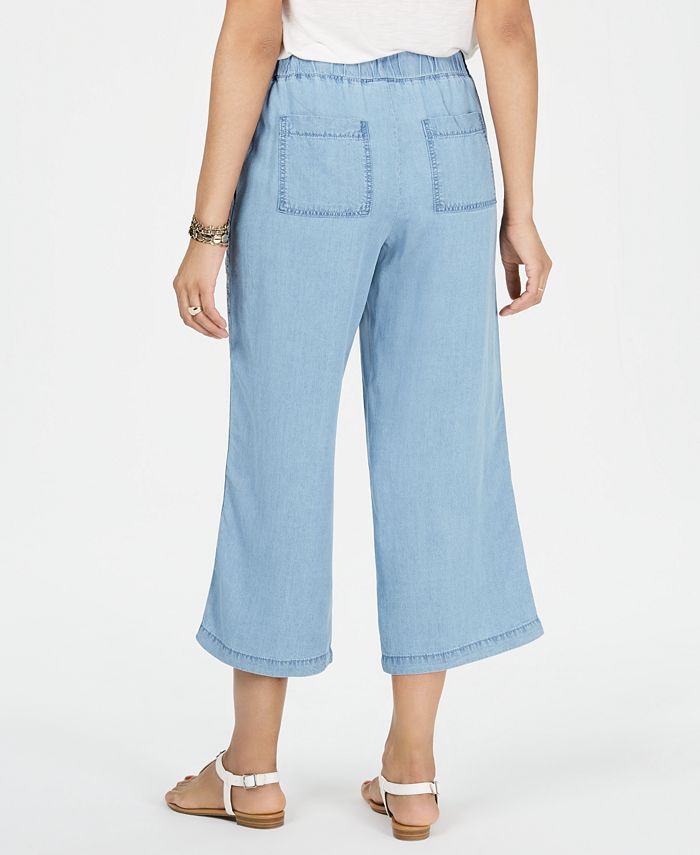 Style & Co Embroidered Chambray Pants, Created for Macy's & Reviews ...