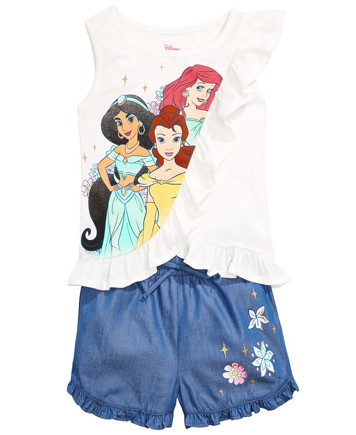 Disney Little Girls 2-Pc. Princesses Top & Shorts Set, Created for Macy ...